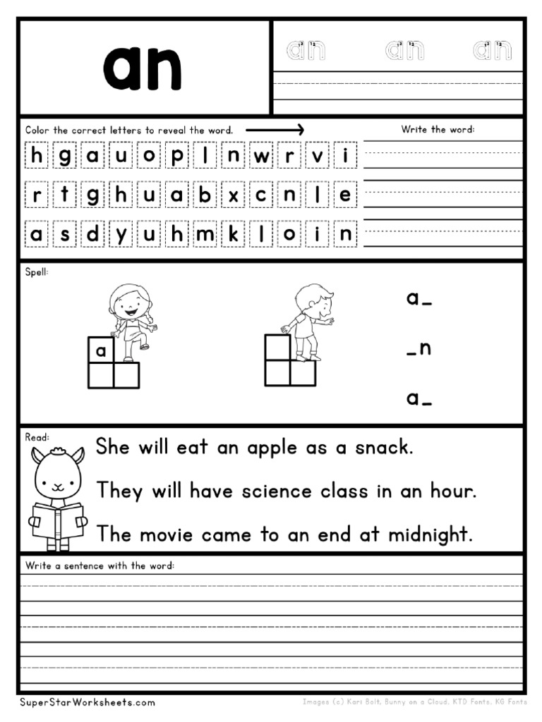 First Grade Sight Word Worksheet AN | PDF