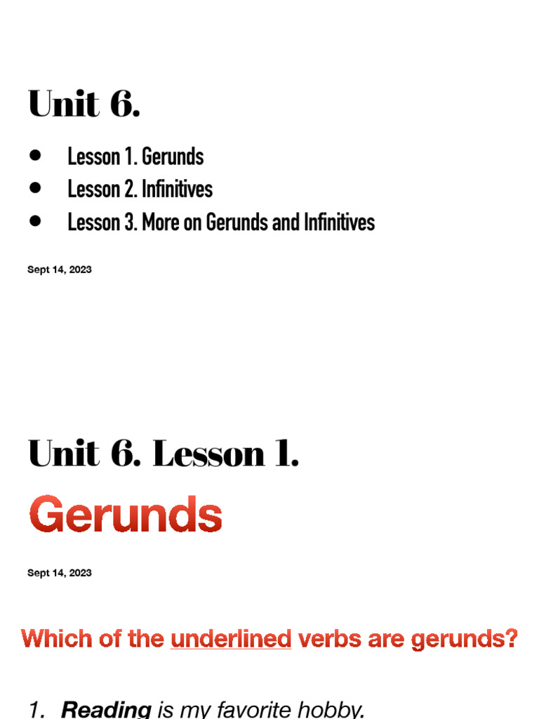 UNIT 6 - Gerunds and Infinitives | PDF | English Grammar | Verb