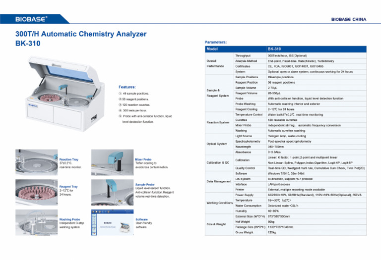 BK-310 Automatic Chemistry Analyzer | PDF