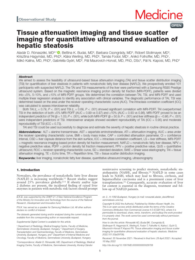 Tissue Attenuation Imaging and Tissue Scatter Imaging For Quantitative Ultrasound Evaluation of ...