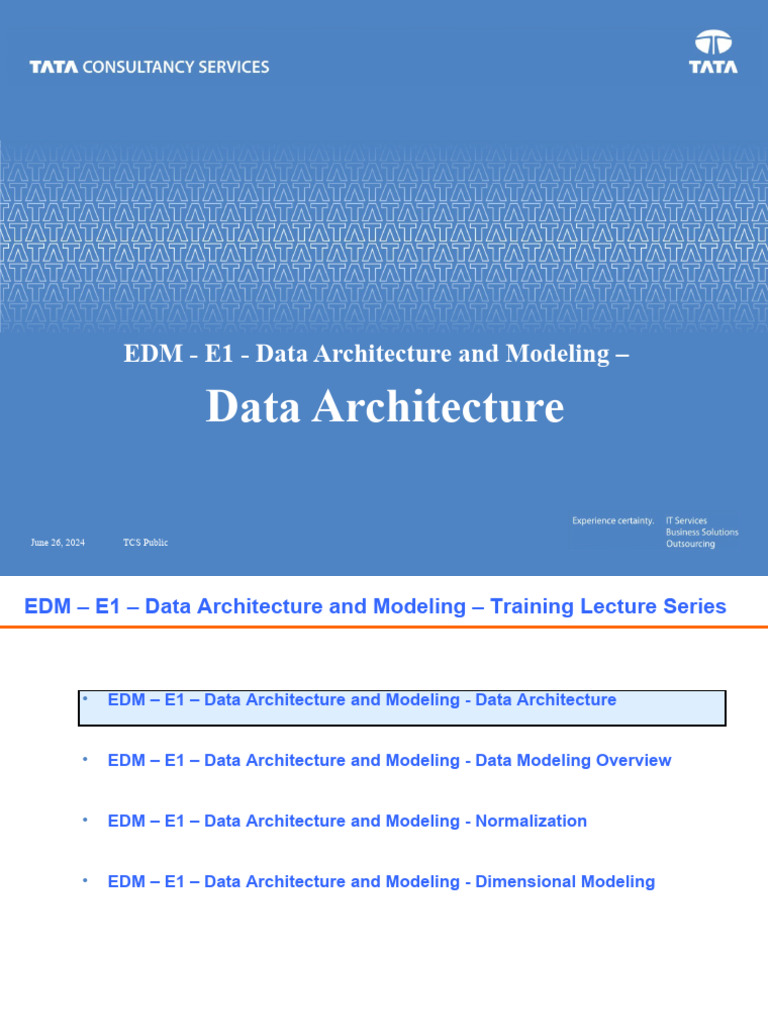 EDM - E1 - Data Architecture and Modeling - Data Architecture v1.1 ...