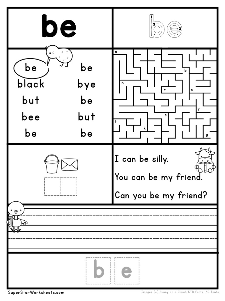 Kindergarte Sight Word Worksheet BE | PDF