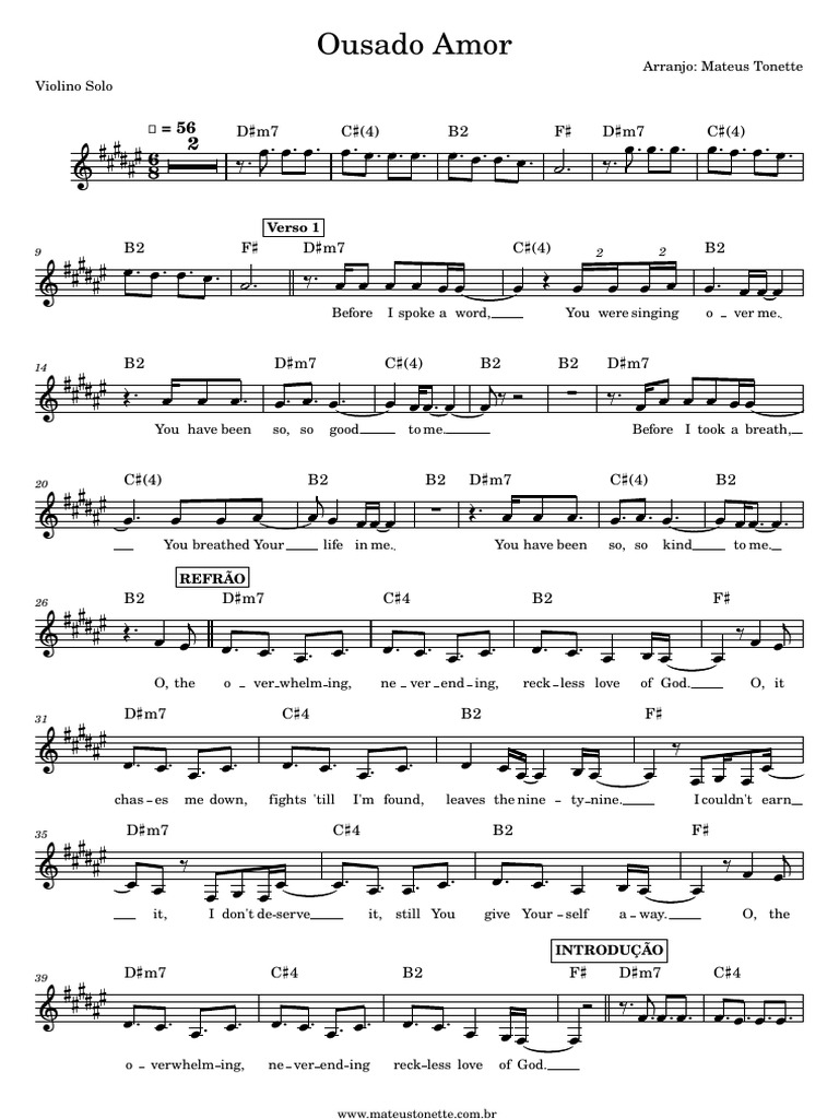 Ousado Amor Reckless Love Violino | PDF