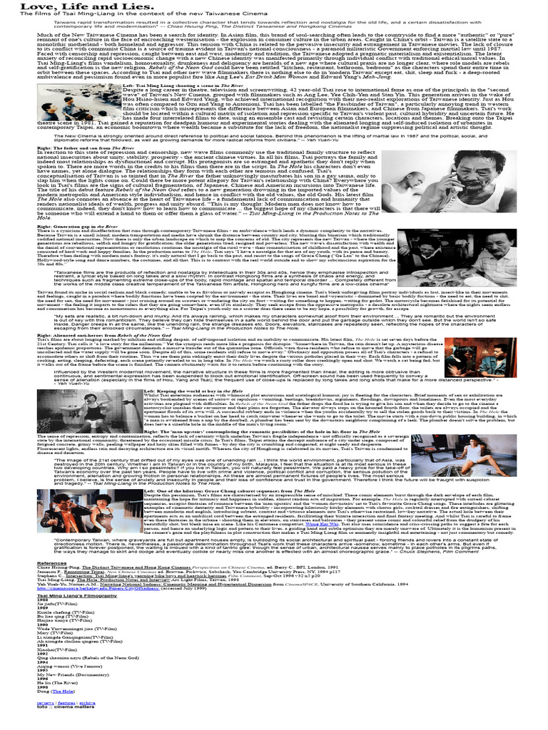 The Films Of Tsai Ming Liang In The Context Of The New Taiwanese Cinema