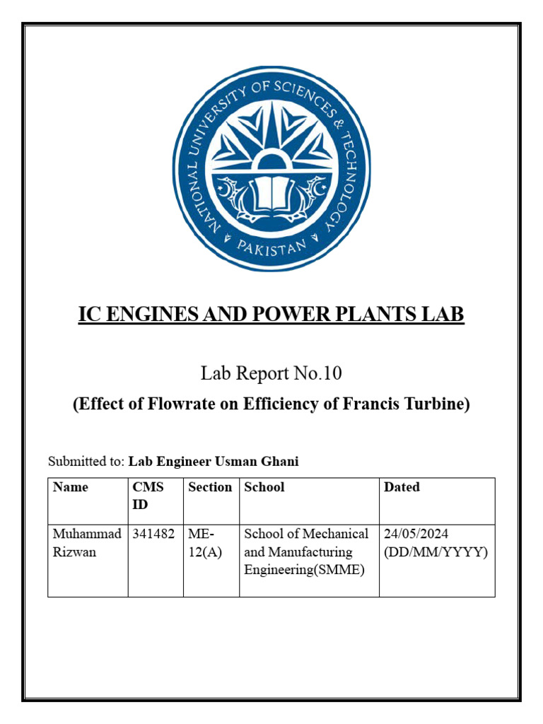 Lab Report No.10 | PDF | Turbine | Electric Generator