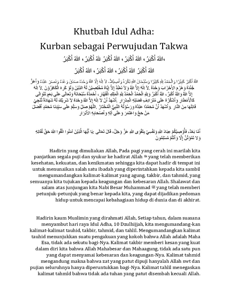 Khutbah Idul Adha | PDF
