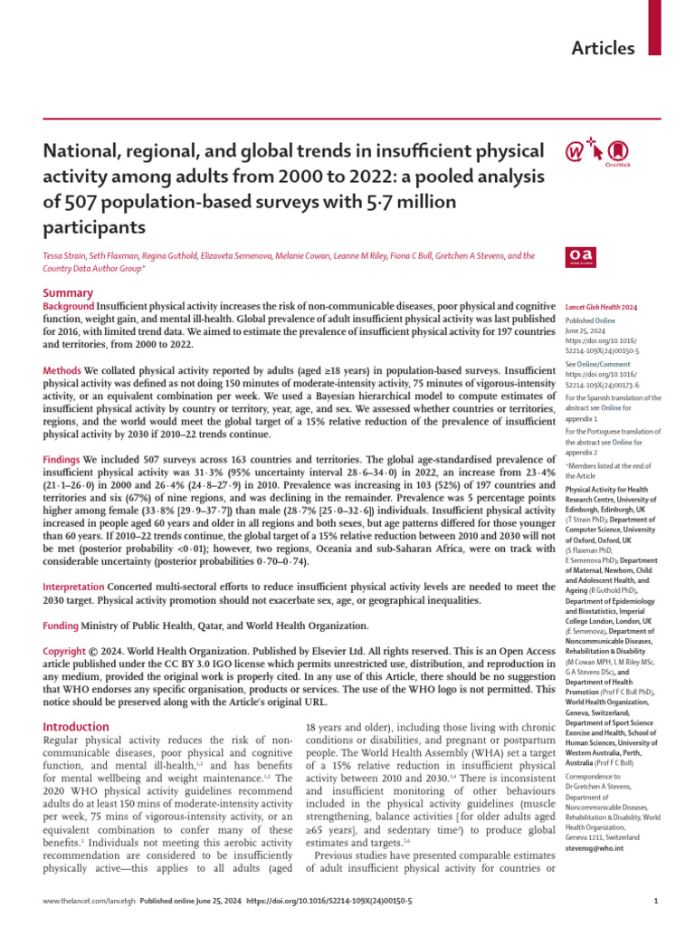 The Lancet Global Health. | PDF | Wellness