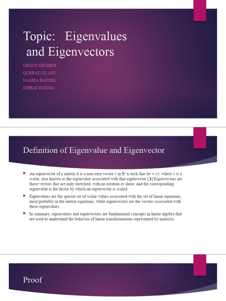 Maths Presentation | PDF | Eigenvalues And Eigenvectors | Matrix (Mathematics)