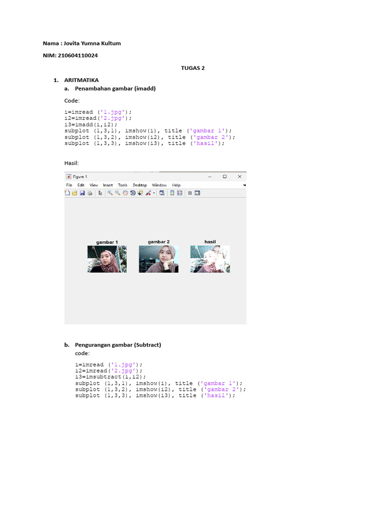 Jovita Yumna Kultum - Tugas 2 | PDF | Computer Vision | Multidimensional Signal Processing