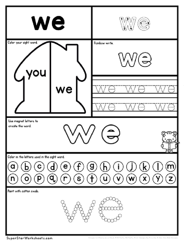 Preschool Sight Word Worksheet WE | PDF