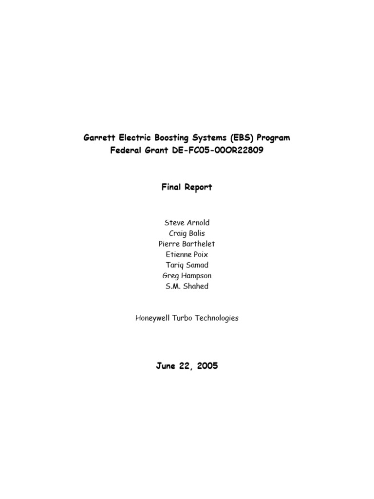 Garrett Electric Boosting Systems (EBS) | PDF | Turbocharger | Engines