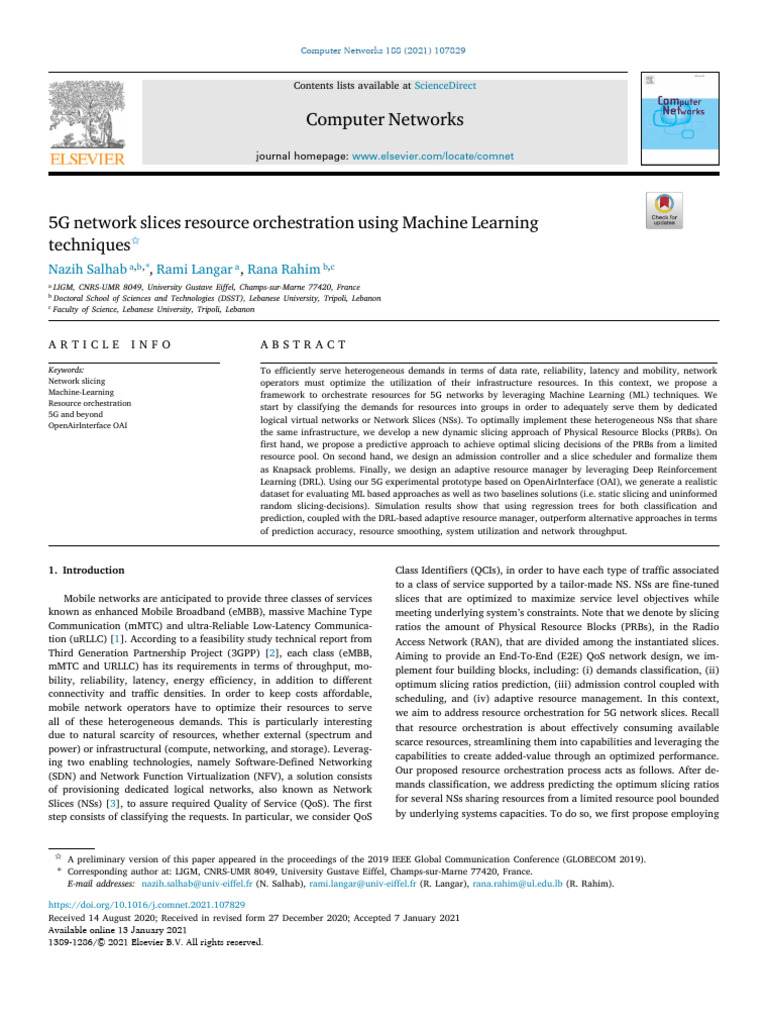 1 s2.0 S1389128621000165 Main | PDF | Mathematical Optimization | Machine Learning