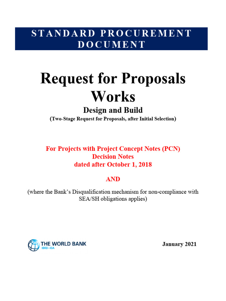 Design and Build Standard Procurement Document - TwoStageSEASHJanuary2021 | PDF | Request For ...