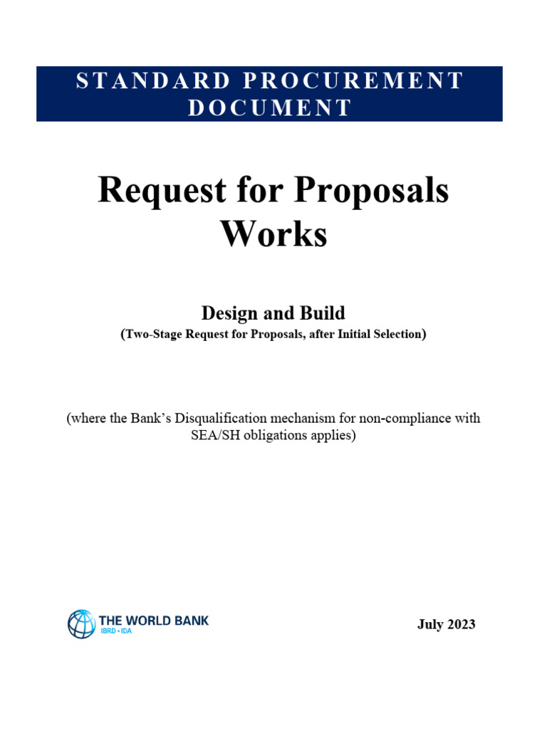Design and Build Standard Procurement Documents - Versions of WorldBank Procedures | PDF ...