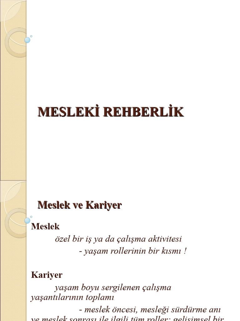Bölüm Mesleki Rehberlik | PDF