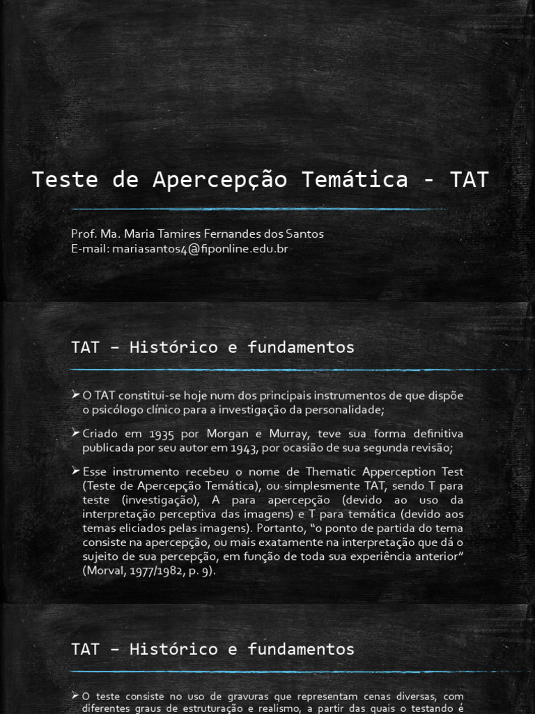 Teste de Apercepção Temática (TAT) | PDF | Psicologia | Atitude ...