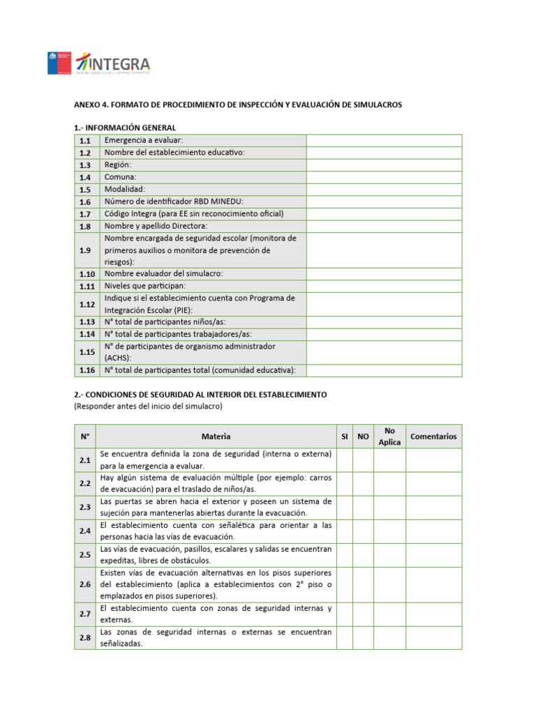 ANEXO 4 Procedimiento de Evaluacion de Simulacro | PDF