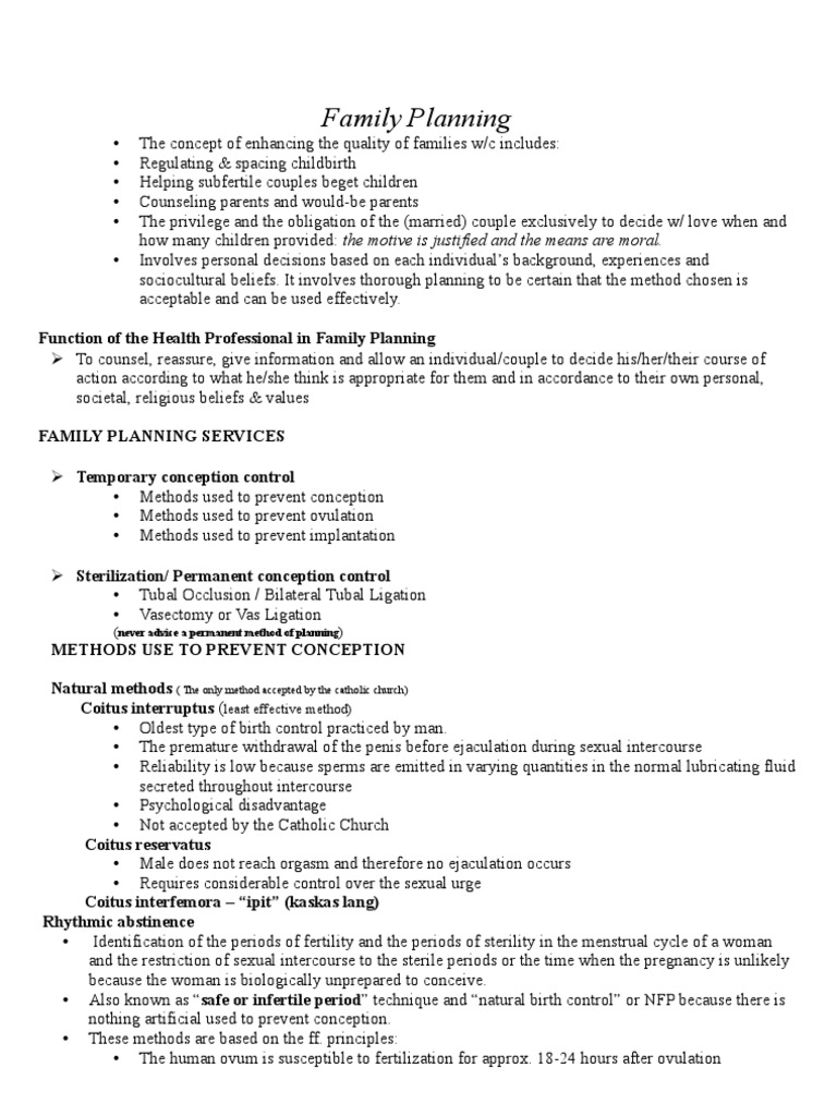 Family Planning | PDF | Menstrual Cycle | Combined Oral Contraceptive Pill