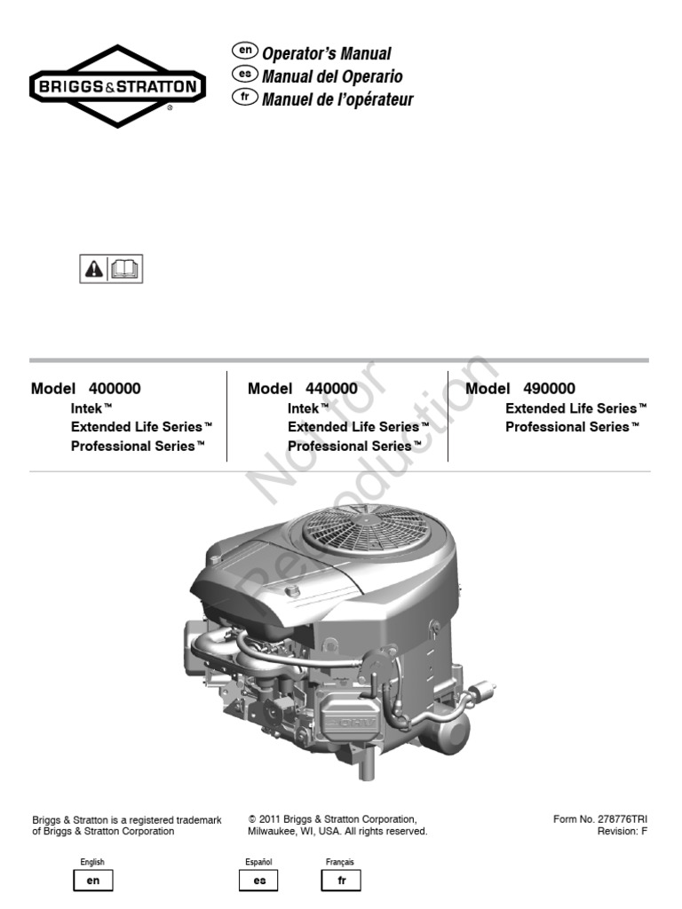 Not For Reproduction: Operator's Manual Manual Del Operario Manuel de L ...