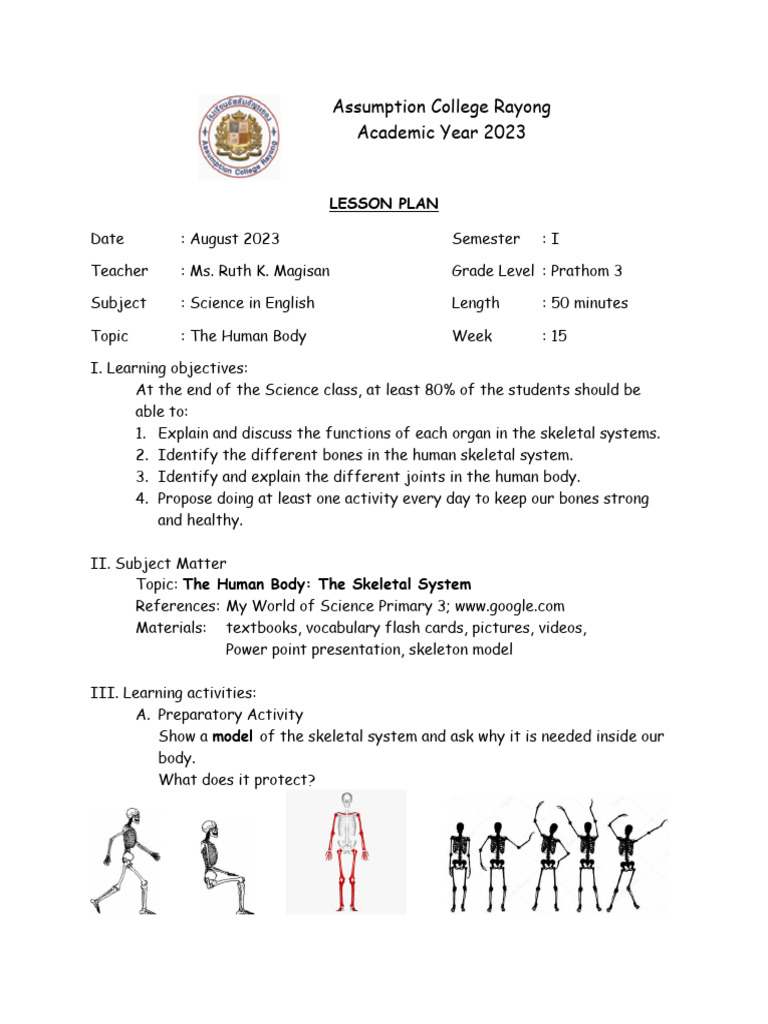 LP Class Observation Sem1 2023 | PDF | Skeleton | Science