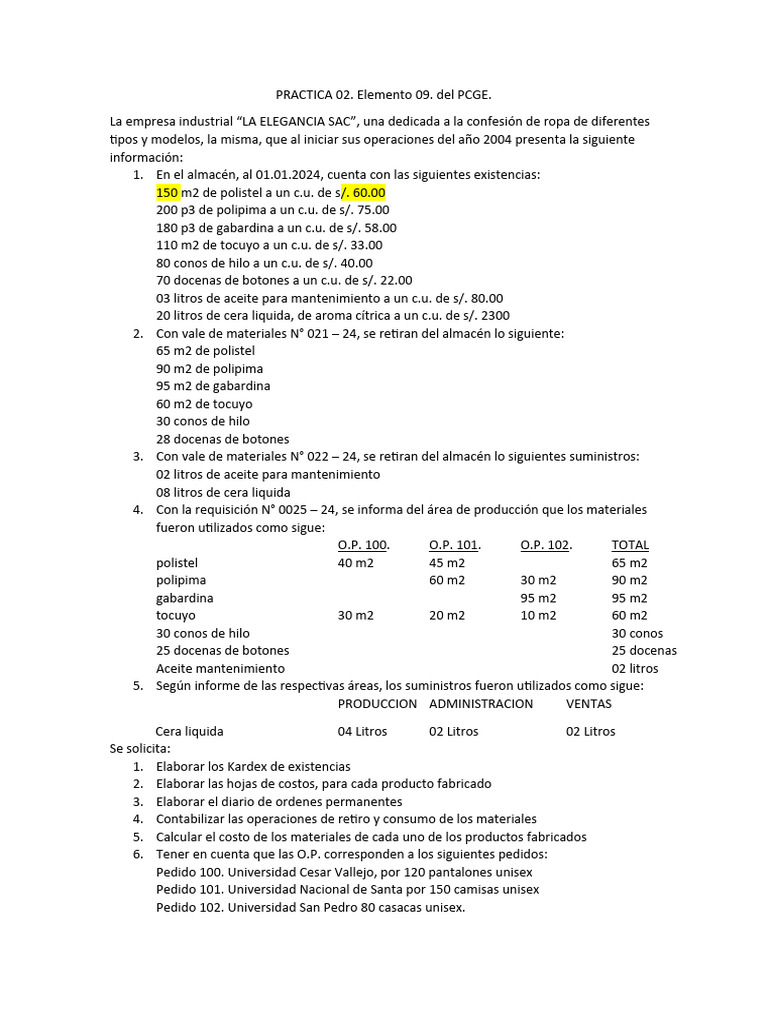 Practica 02 costos | PDF