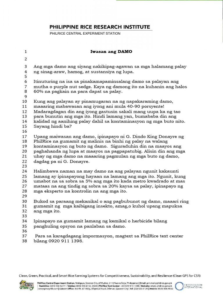 Iwasan Ang Damo | PDF