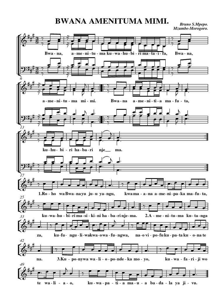 Bwana Amenituma Mimi-Bruno Mpepo | PDF