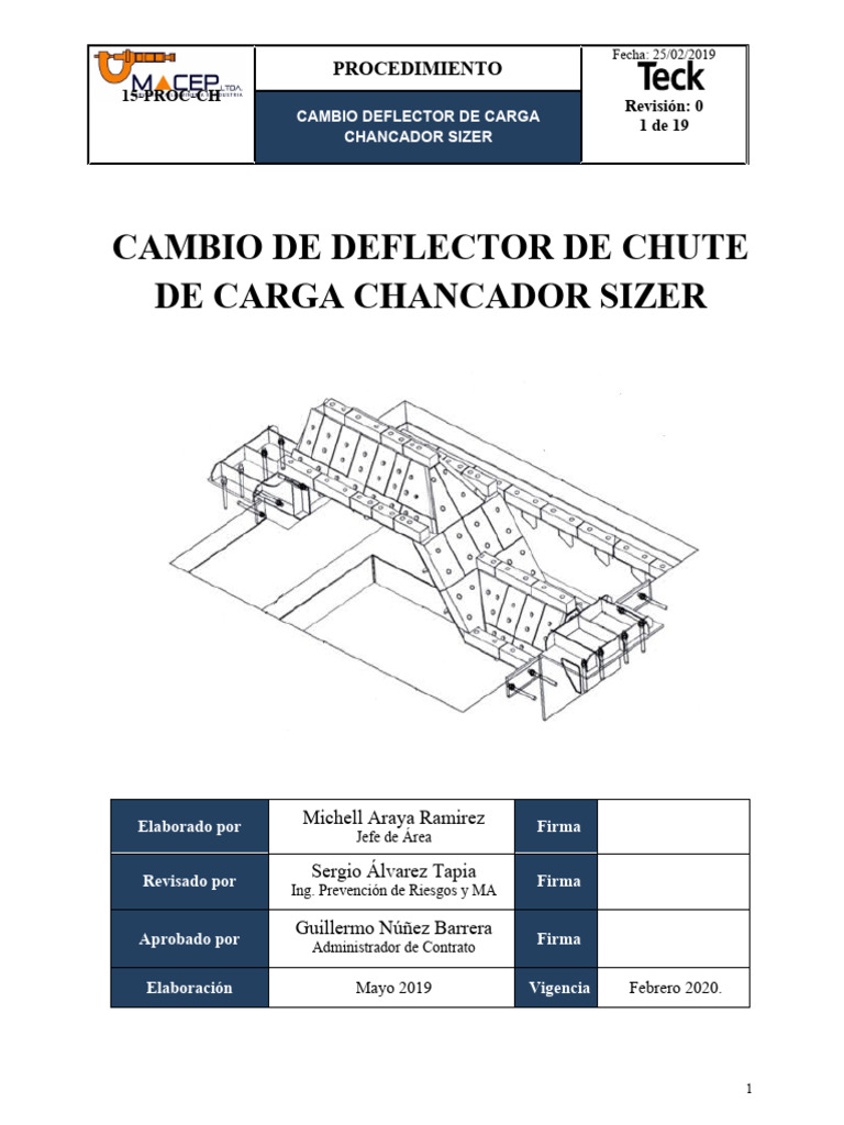 15-PROC-CH-CAMBIO DEFLECTOR DE CARGA CHANCADOR SIZER Rev0 | PDF ...