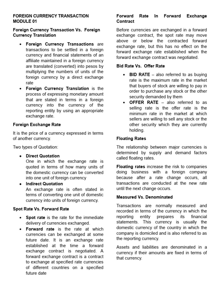 Foreign Currency Transaction | PDF | Exchange Rate | Currency