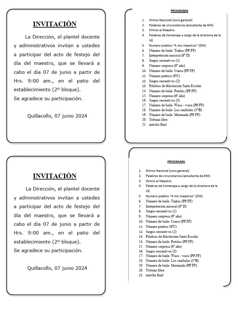 Celebración Día del Maestro 2024 | PDF