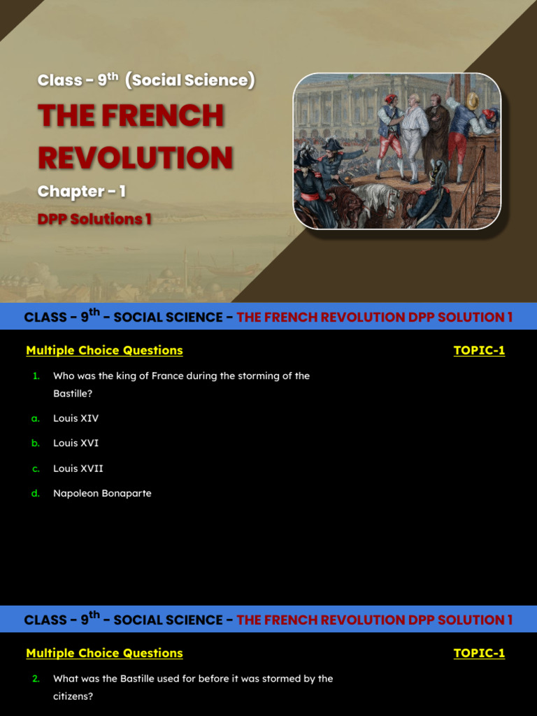 Class 9th - History - Chapter 1 - The French Revolution - (DPP Solution 1) | PDF | French ...