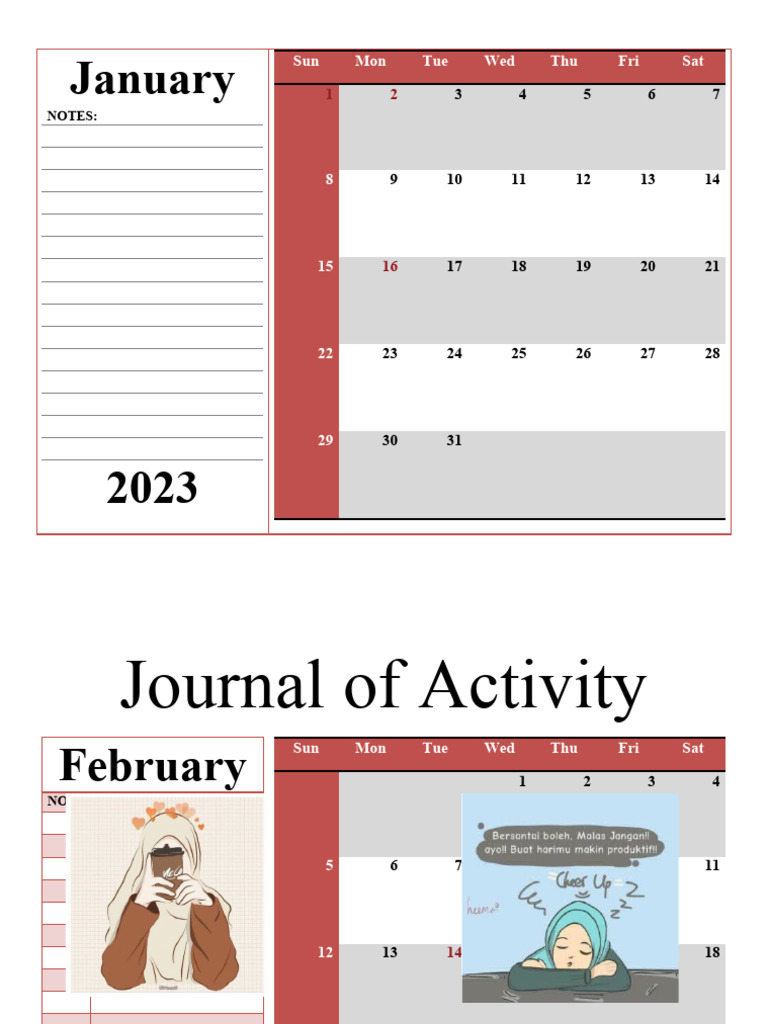 2023 Monthly Activity Journal | PDF