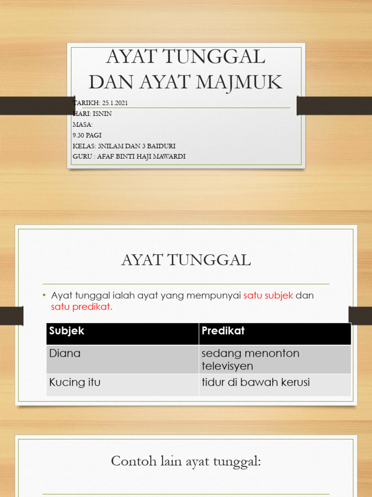 Nota BM Ayat Tunggal Dan Majmuk | PDF