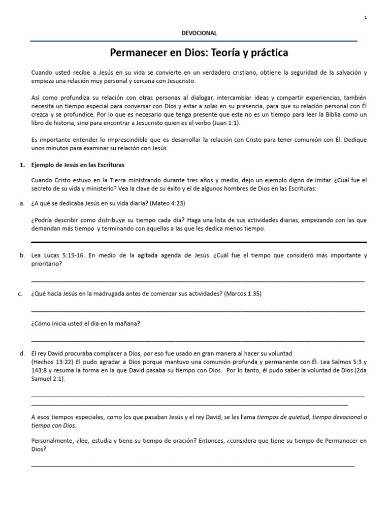 Devocional: Permanecer en Dios | PDF | Jesús | eucaristía
