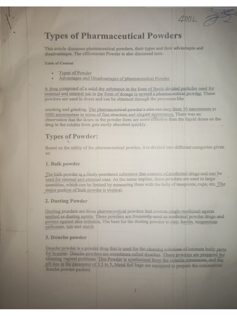 PROF Gbenga PCT Powders | PDF