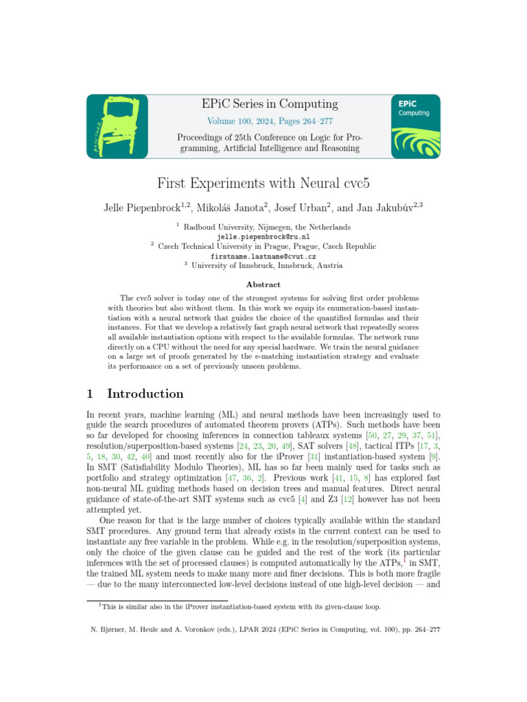 First_Experiments_with_Neural_cvc5 | Download Free PDF | Computer Science | Mathematical Logic