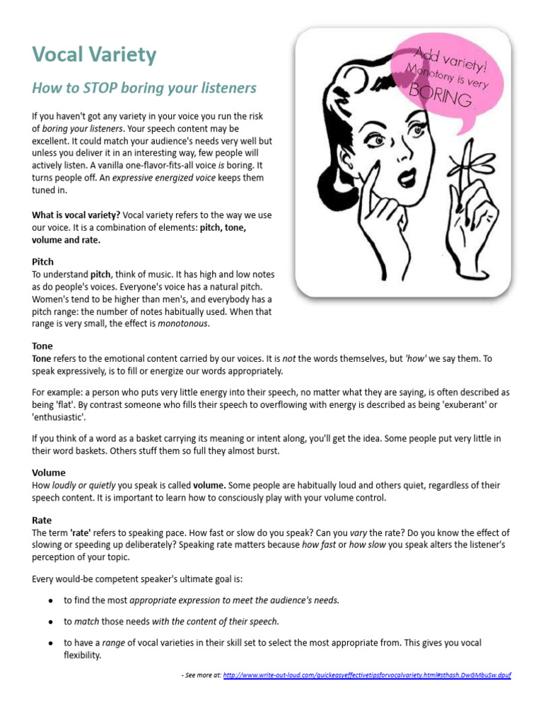 UNDERSTANDING VOCAL VARIETY TOASTMASTERS Technical Specifications ...