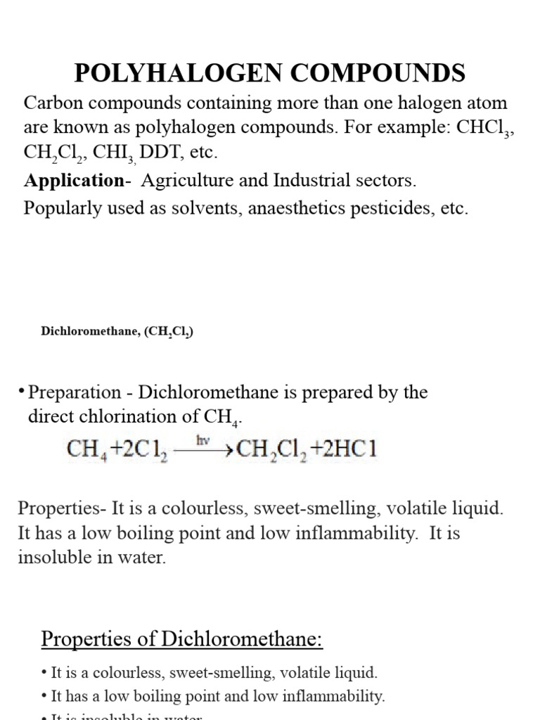 Polyhalogen Compunds | PDF | Chloroform | Chlorofluorocarbon