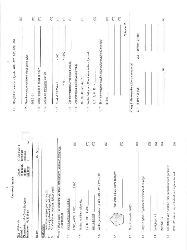 Wiskunde - Jun 2014 | PDF