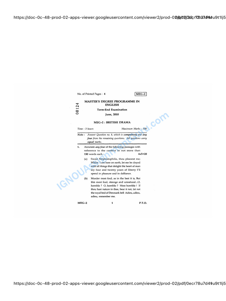 Meg 02 Pyqs | PDF | William Shakespeare
