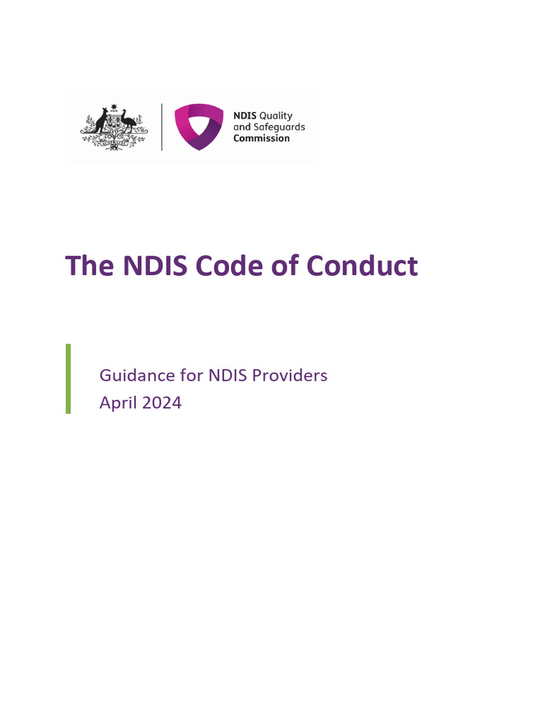 NDIS Code of Conduct Provider Guidance Updated April 2024 | PDF ...