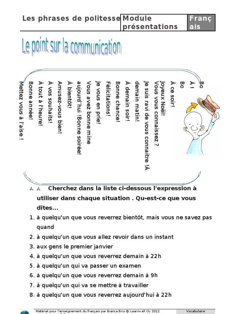 Module 1 Les Phrases de Politesse | PDF | Échecs | Jeux et activités