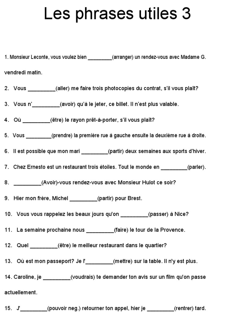 Module 1 Les Phrases Utiles 3 | PDF
