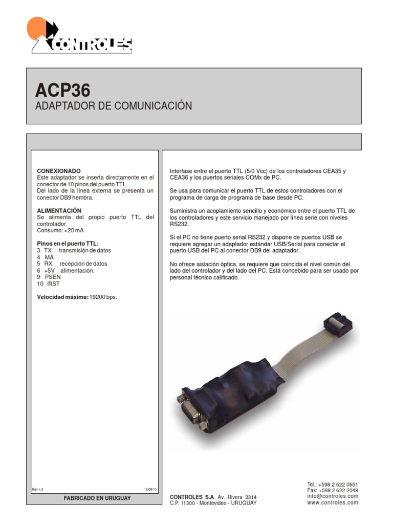 Acp36 ADAPTADOR SERIAL RS232 PC | PDF