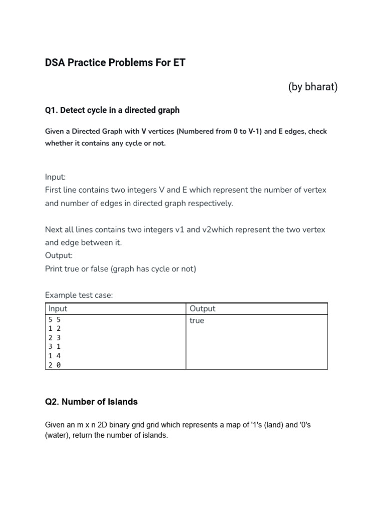 Practice DSA Problems ET | PDF | Vertex (Graph Theory) | Combinatorics