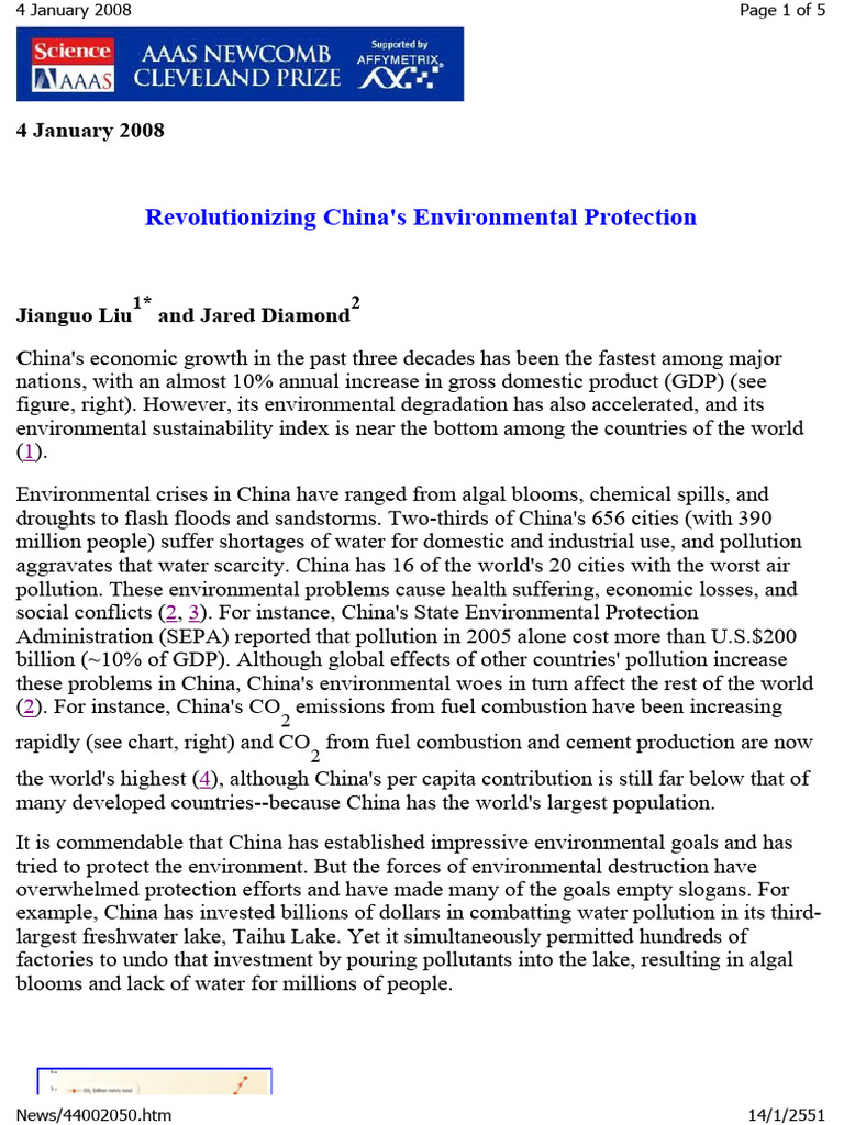 Revolutioning Chinas Enviroment Protection | PDF | Environmental ...