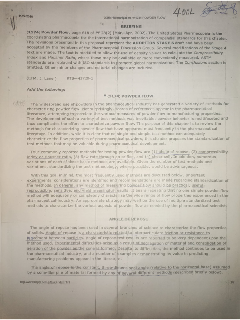 Prof Gbenga Powder Flow | PDF