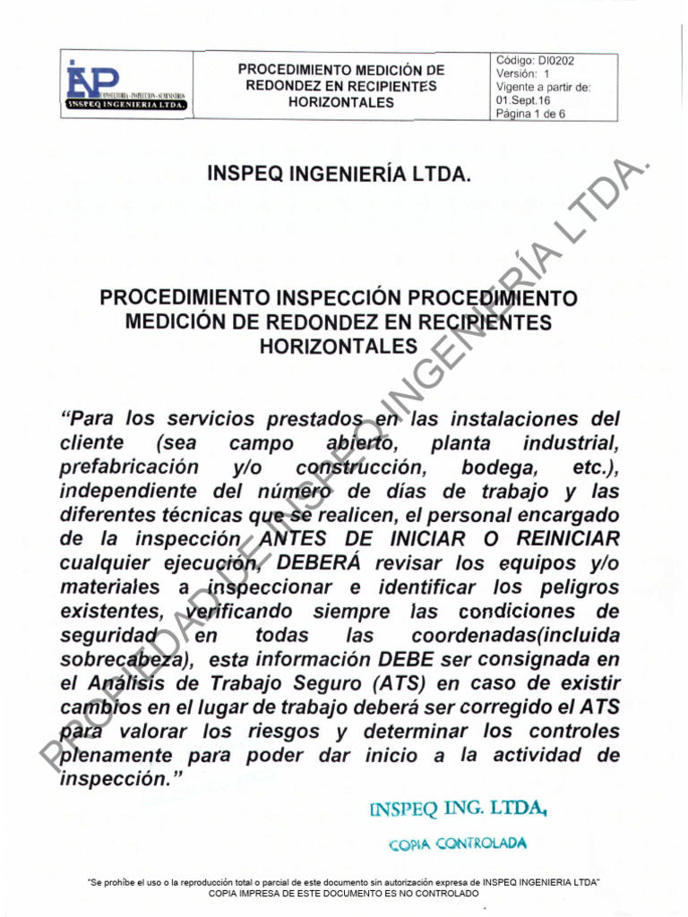 Di0202 Procedimiento Inspección Medición de Redondez en Recipientes ...