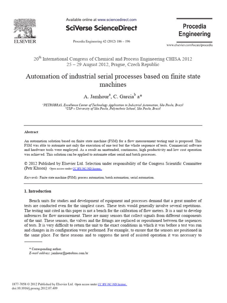Automation of Industrial Serial Processes Based on Finite State Machines | Download Free PDF ...