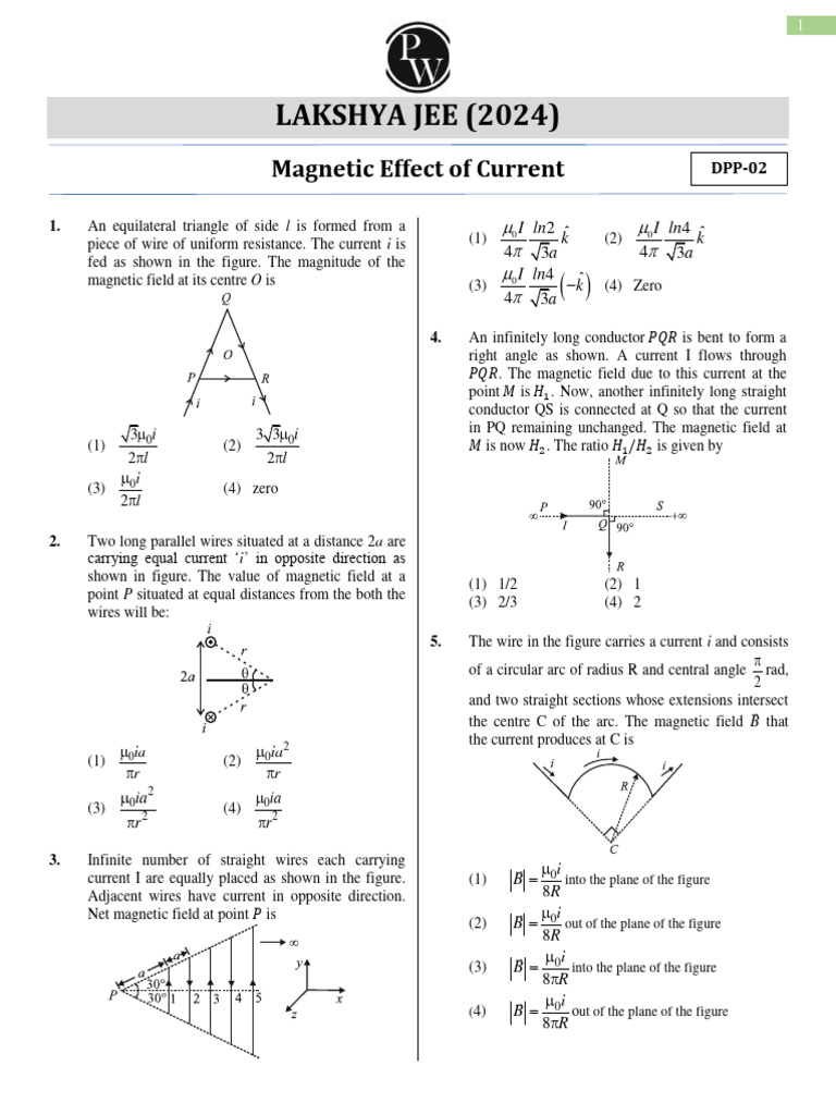 64abad8090cc770018462ada - ## - Moving Charges and Magnetism - DPP 02 (Of Lec 03) - Lakshya JEE ...